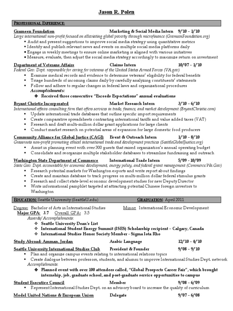 Polen, Jason Resume | PDF | International Student | Social Media