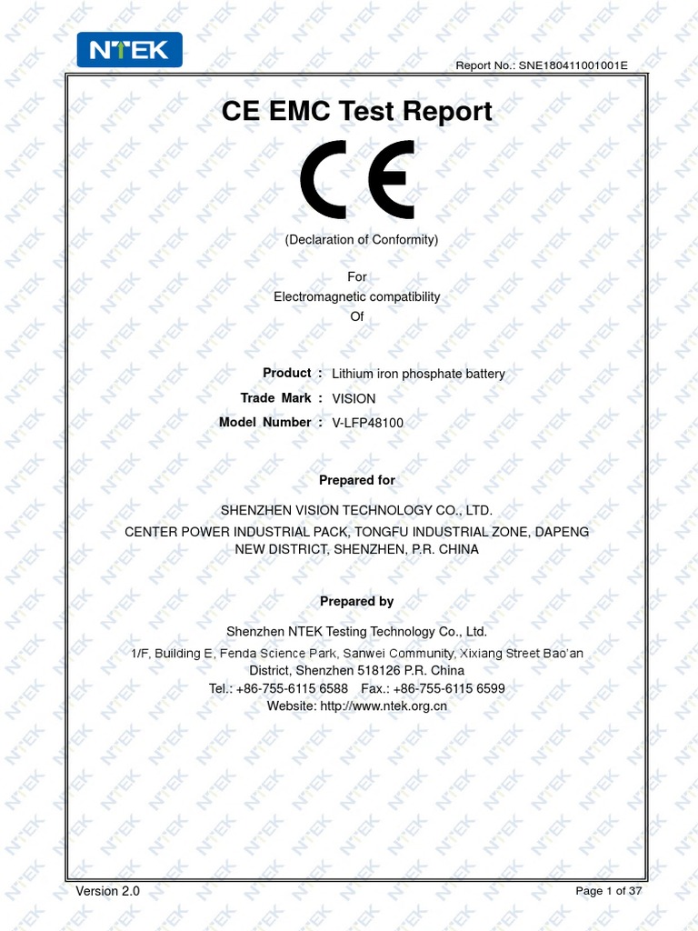 Battery Test Report | PDF | Electromagnetic Compatibility | Hertz
