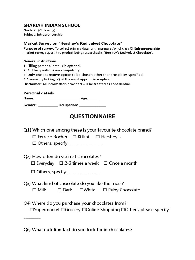 Market Survey On Chocolate | PDF