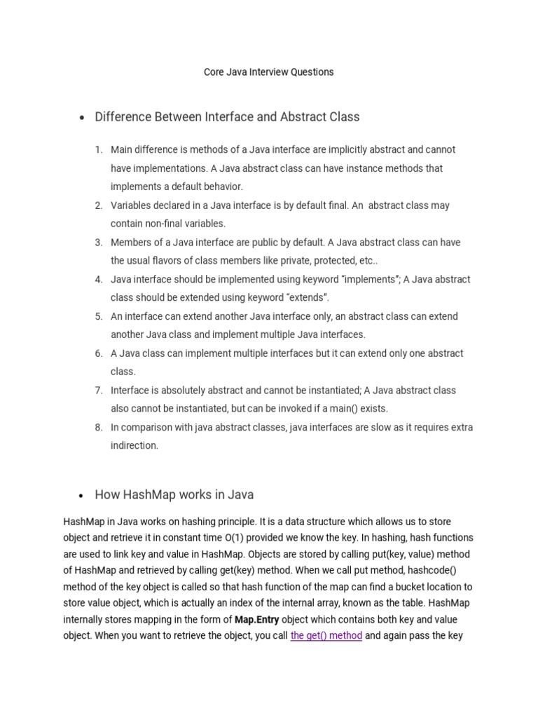 Difference Between Interface And Abstract Class How Hashmap Works In Java Pdf Class