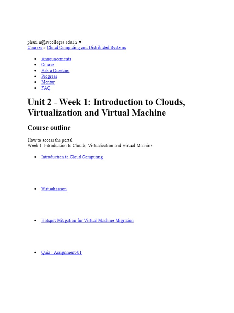 Unit 2 - Week 1: Introduction To Clouds, Virtualization and Virtual Machine | PDF | Apache Spark ...