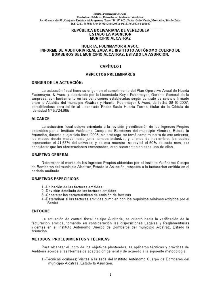 Infome de Auditoria Alcatraz | PDF | Auditoría financiera | Contabilidad Infome de Auditoria Alcatraz | PDF | Auditoría financiera | Contabilidad