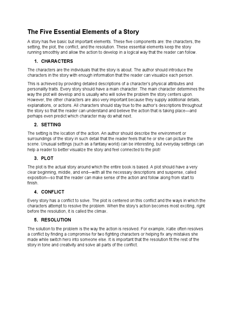 Five Essential Elements of Short Story | PDF