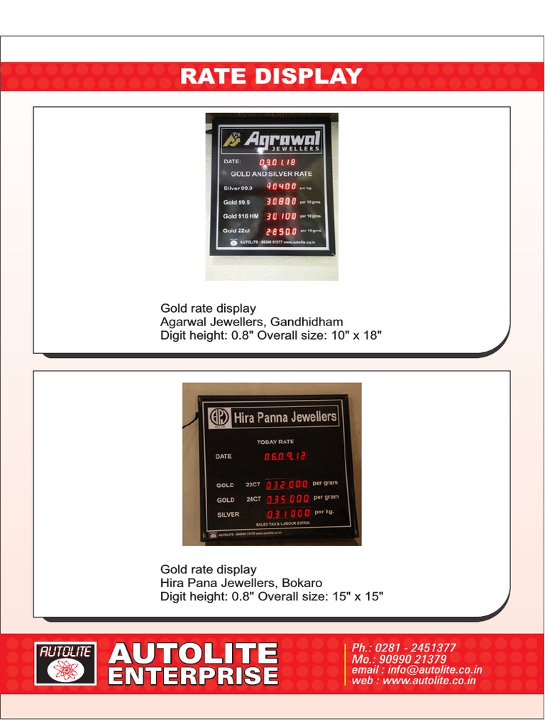 Autolite Autolite Autolite: Rate Display | PDF