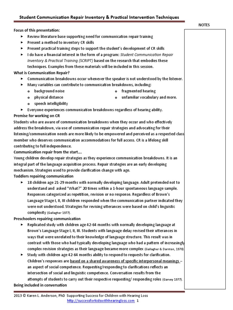 Communication Repair Session Handout | PDF | Nonverbal Communication ...