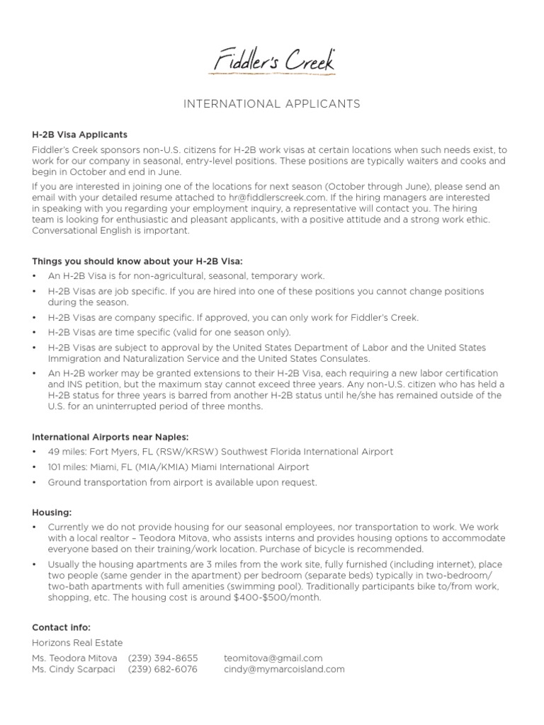 International h2b | PDF | Travel Visa | Immigration