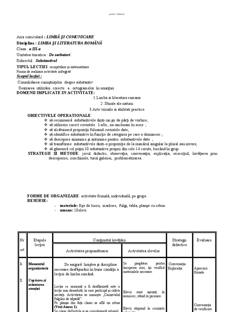 Proiect Didactic LLR | PDF