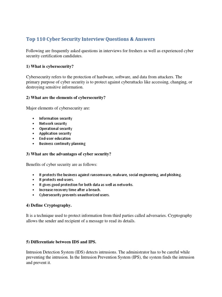 Top 110 Cyber Security Interview Questions & Answers: 1) What Is ...