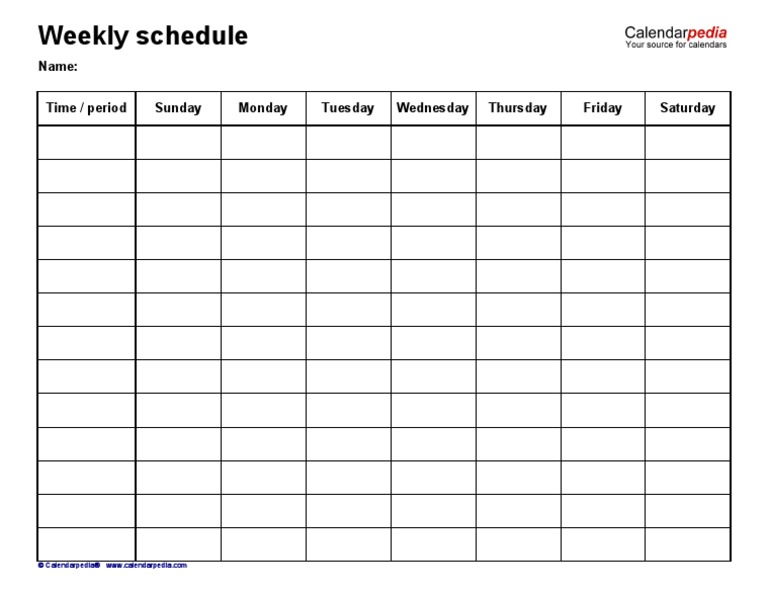 Weekly Schedule Sunday To Saturday | PDF | Career & Growth | Wellness