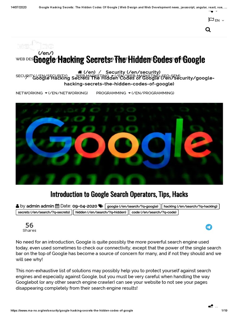 Google Hacking Secrets: The Hidden Codes of Google: Introduction To ...