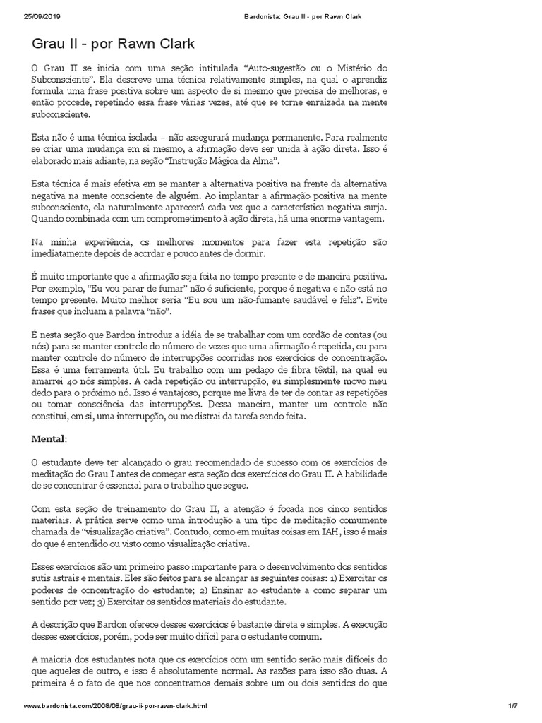 32 Bardonista - Grau II - Por Rawn Clark | PDF | Matéria | Respiração