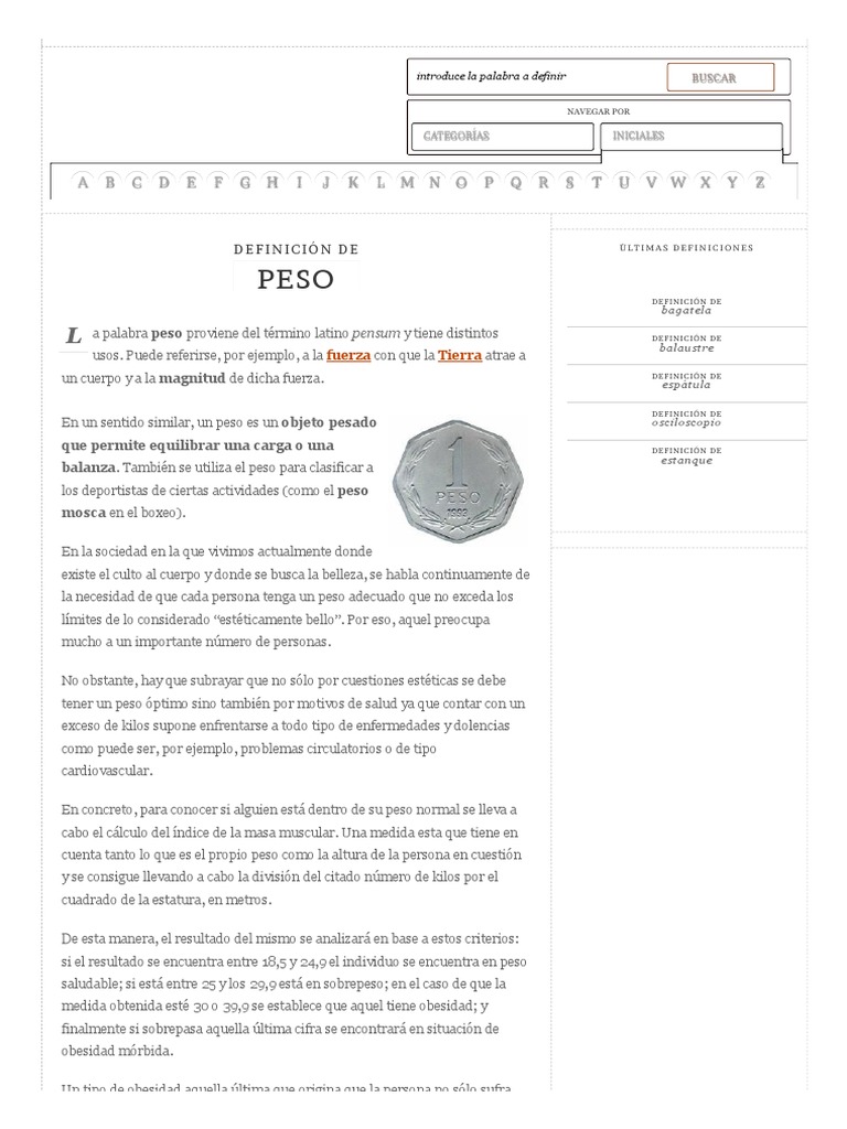 Definición de Peso - Qué Es, Significado y Concepto | PDF | Peso | Masa