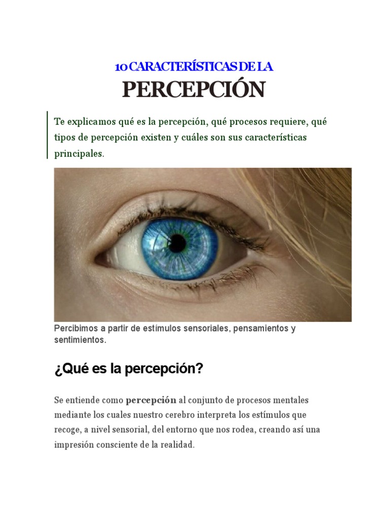 10 Características de La Percepcion | PDF | Percepción | Experiencia ...