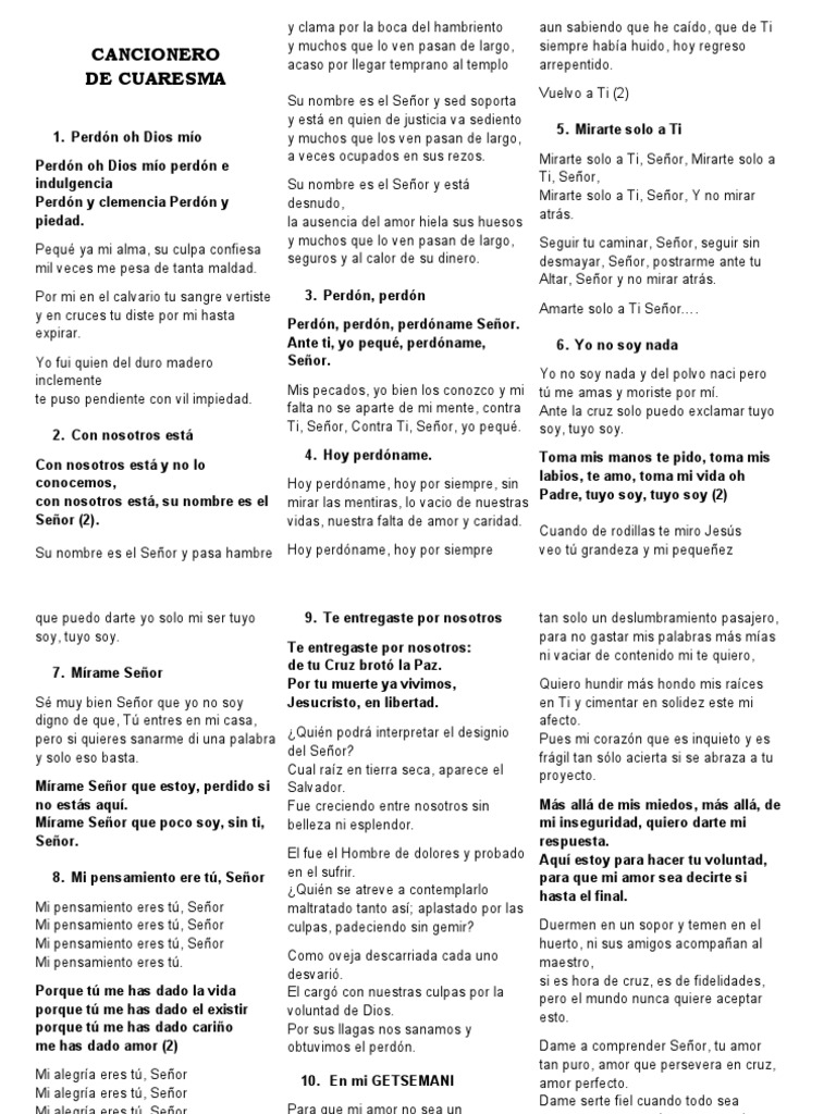 CANCIONERO Cuaresma | PDF | Perdón | Comportamiento religioso y experiencia