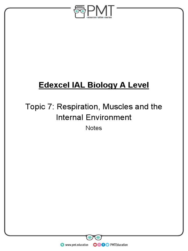 Summary Notes - Topic 7 Respiration, Muscles and The Internal ...
