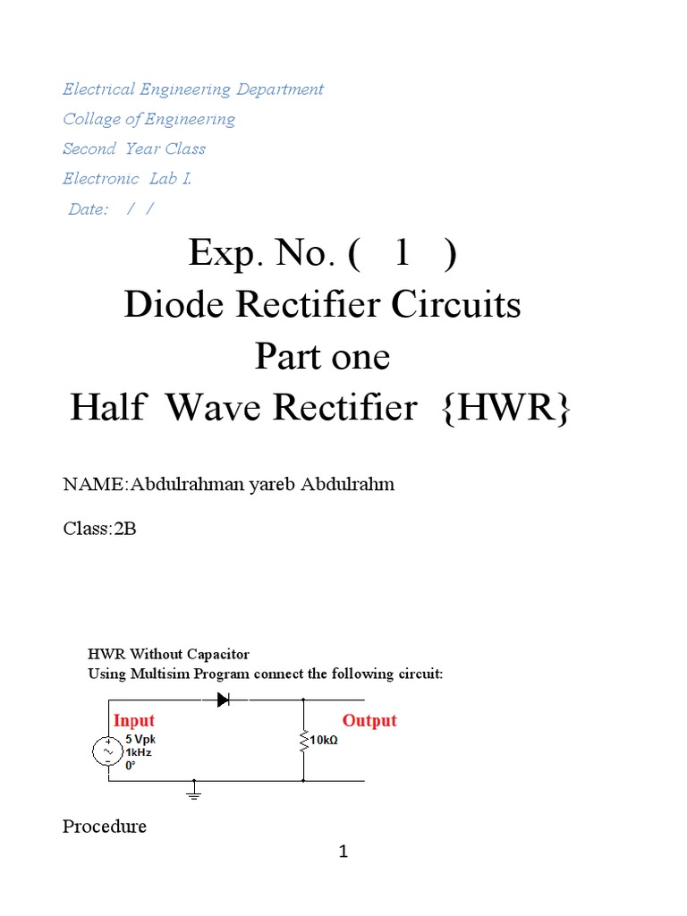 Diode Rectifier Circuits Lab Guide | PDF | Root Mean Square | Rectifier