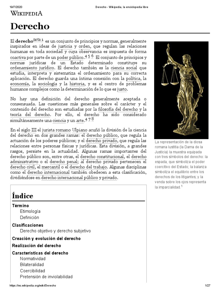 Derecho - Wikipedia, La Enciclopedia Libre | PDF | Interpretación del ...