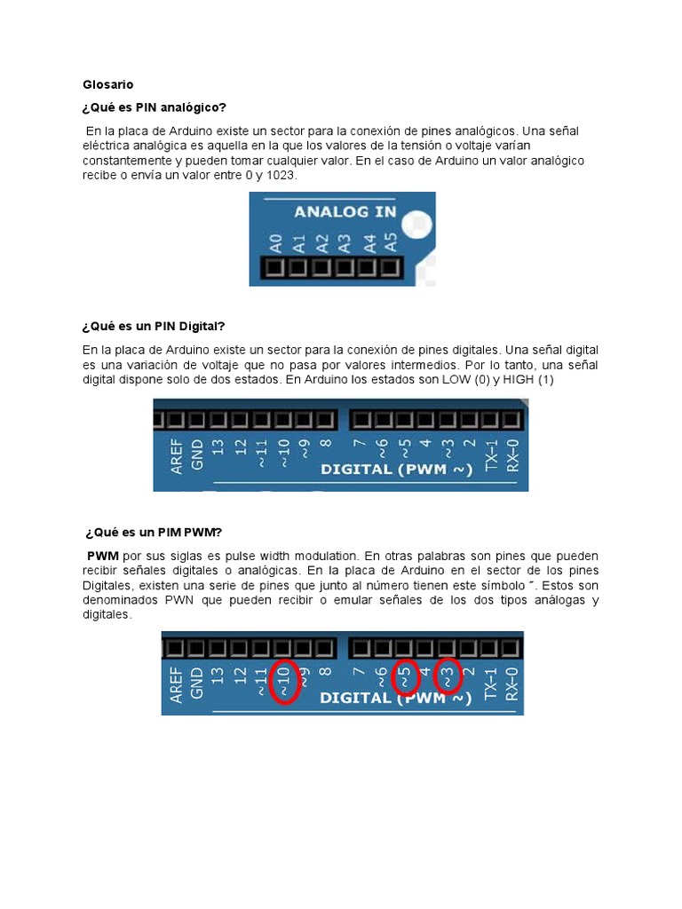 Mini Taller Arduino Glosario | PDF | Arduino | Programa de computadora
