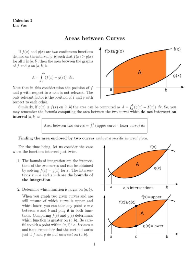 Area Between Curves PDF | PDF | Integral | Area