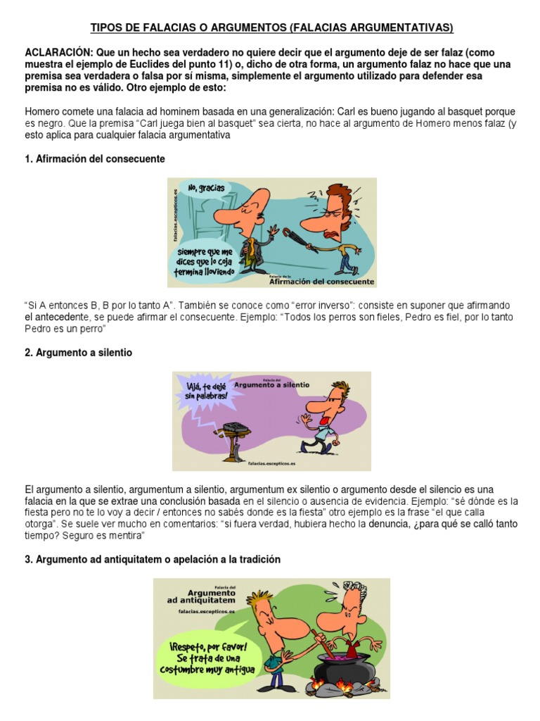 Tipos de Falacias o Argumentos PDF | PDF | Falacia | Técnicas Retóricas