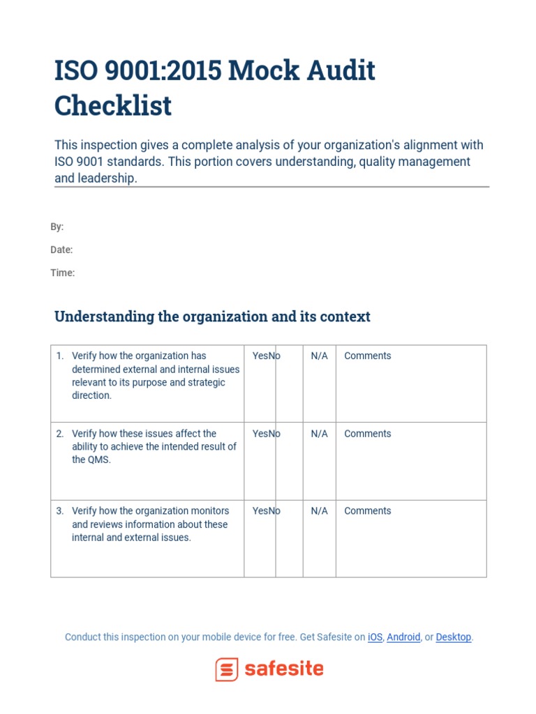 ISO 9001 2015 Mock Audit | PDF | Quality Management System ...
