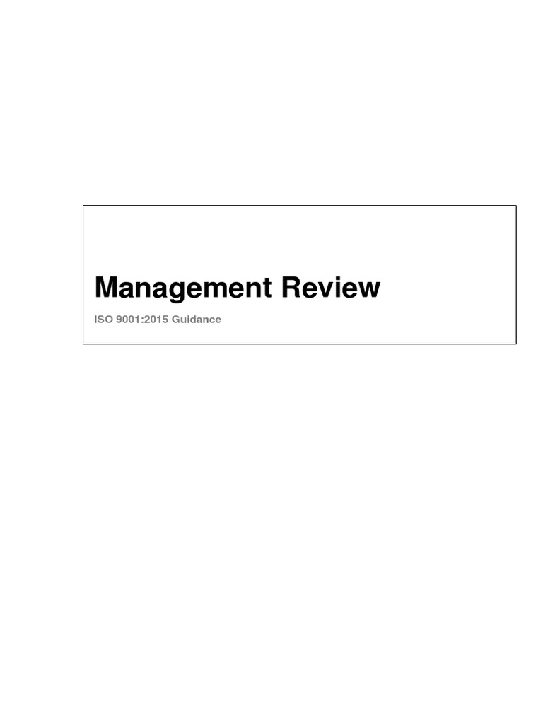 Management Review: ISO 9001:2015 Guidance | PDF | Iso 9000 | Quality ...
