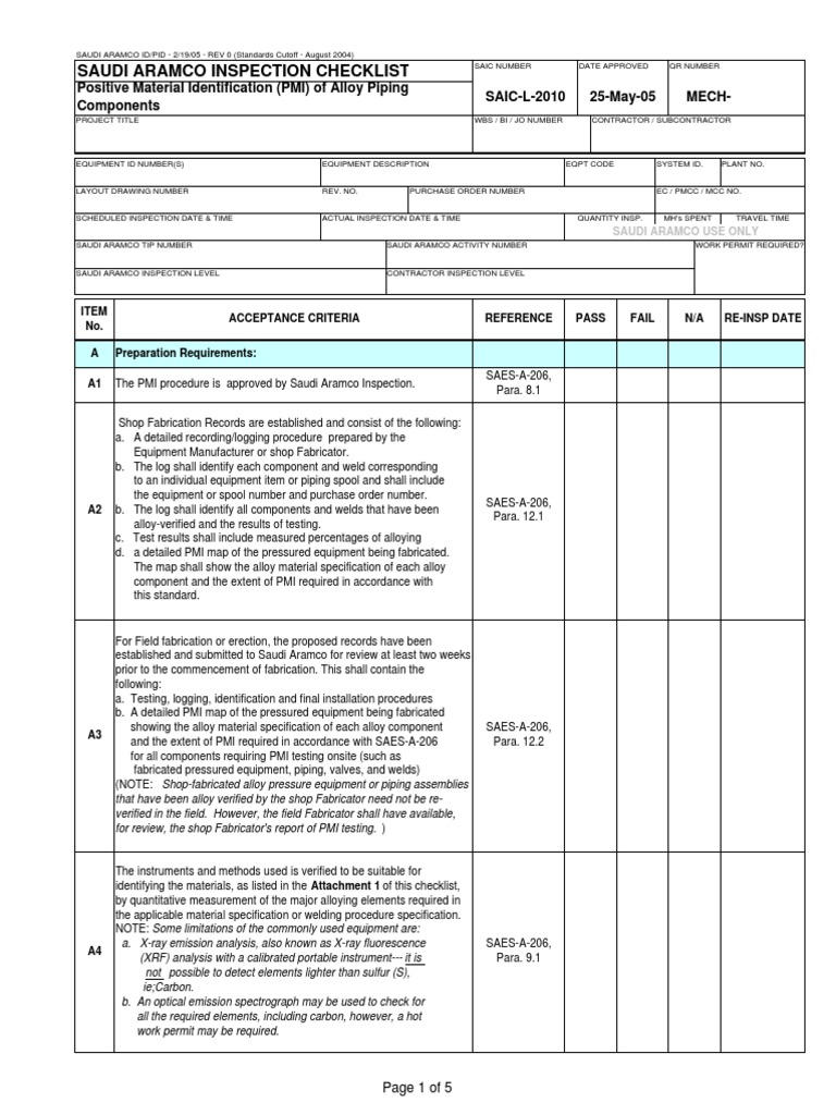 Saic-L-2010 Pmi Testing PDF | PDF | Welding | Construction