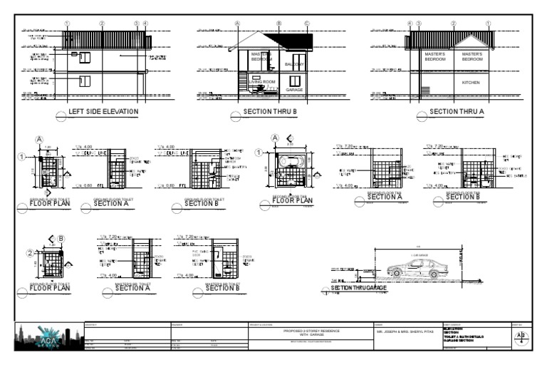 Left Side Elevation Section Thru B Section Thru A: Master'S Bedroom ...