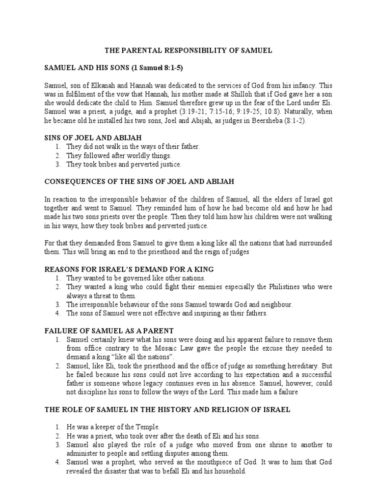 The Parental Responsibility of Samuel | PDF | Samuel
