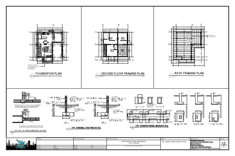 Foundation Plan Second Floor Framing Plan Roof Framing Plan: Typ. CHB ...
