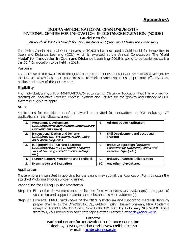 Guidelines For Gold Medal | PDF | Distance Education | Educational ...