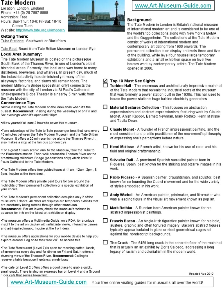 Tate Modern Museum Guide | PDF | Modern Art | Modernism