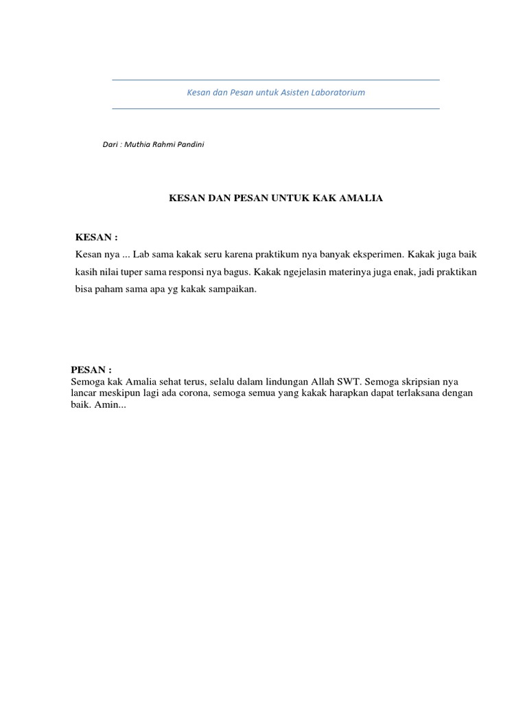 Kesan & Pesan Untuk Aslab | PDF