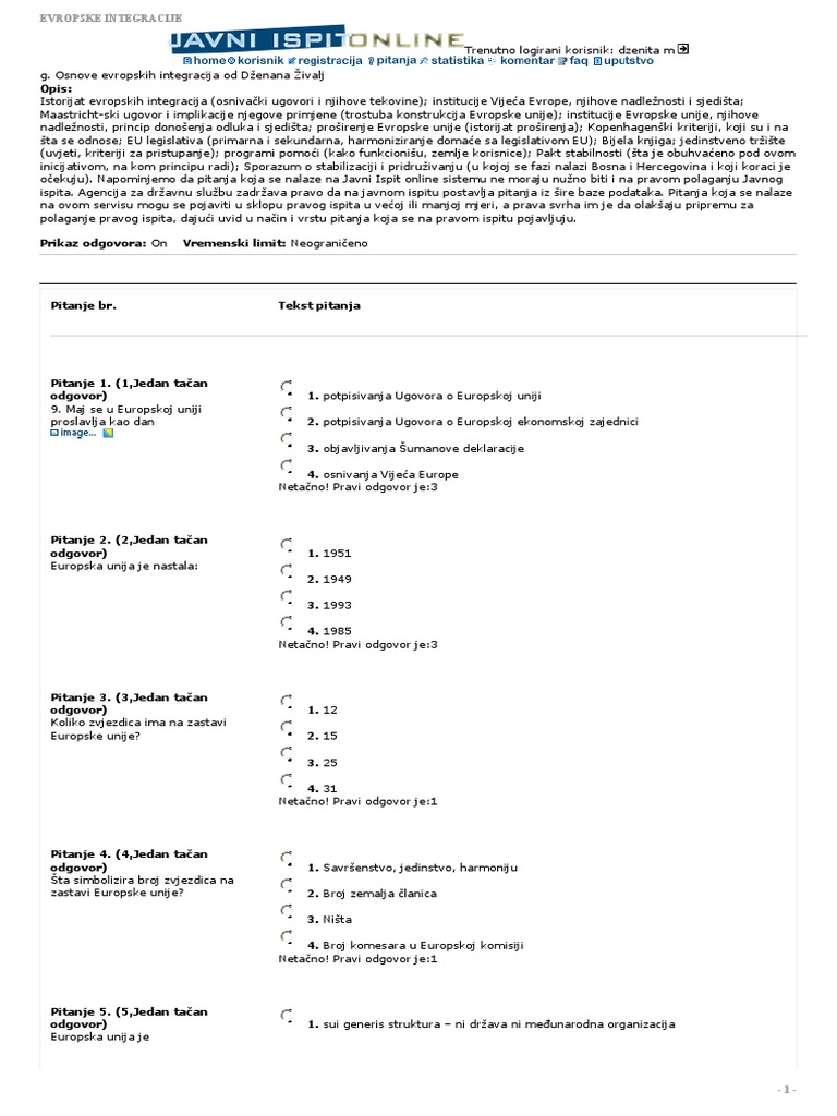 Evropske Integracije | PDF