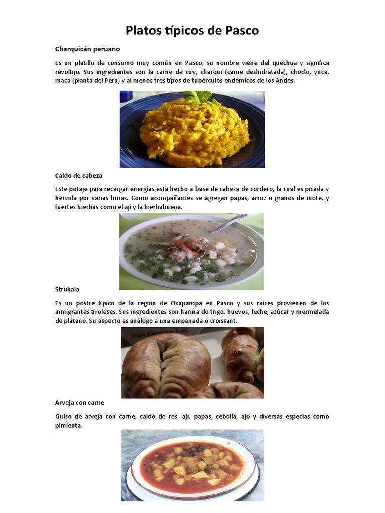 Platos Típicos de Pasco | PDF | Cocina, comidas y vino