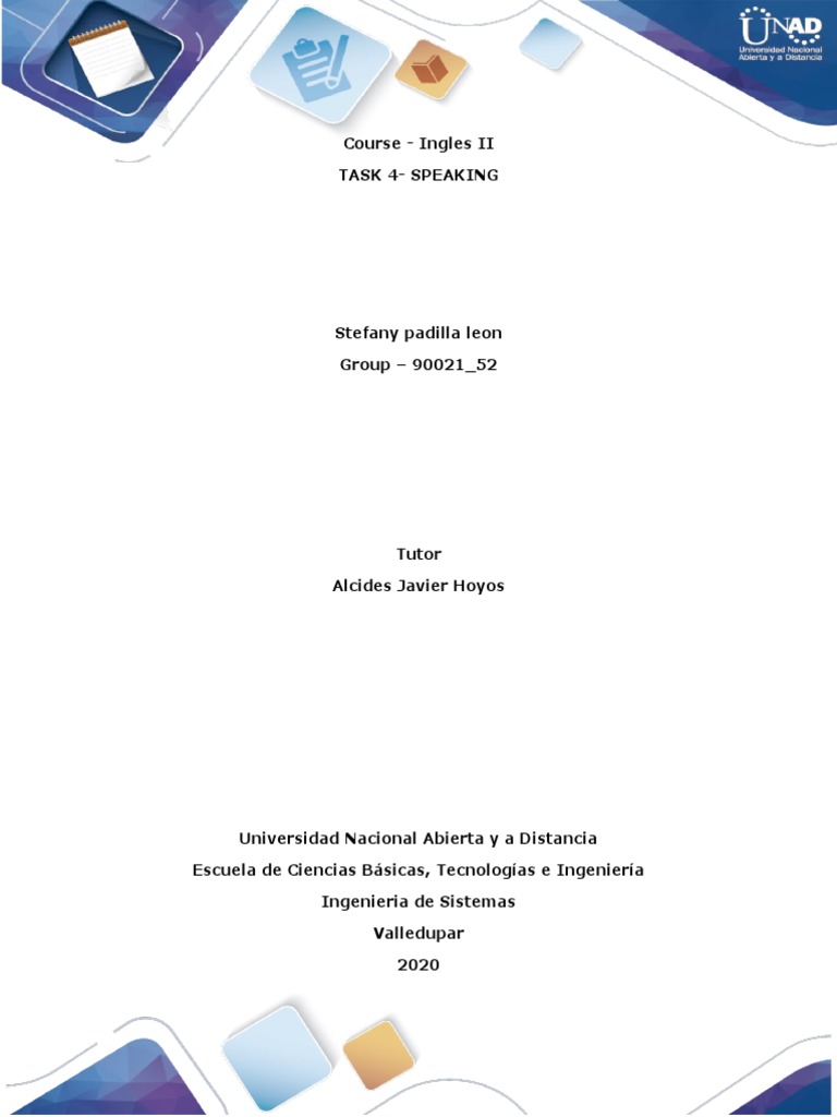 Ingles II Course: Speaking Task 4 | PDF