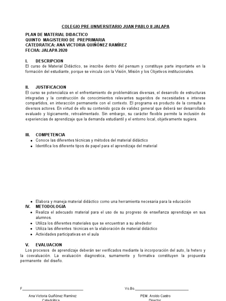Plan de Material Terminado | PDF | Evaluación | Pedagogía