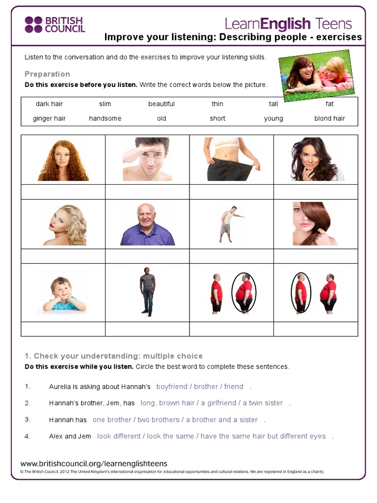 Improve Your Listening: Describing People - Exercises: Preparation | PDF