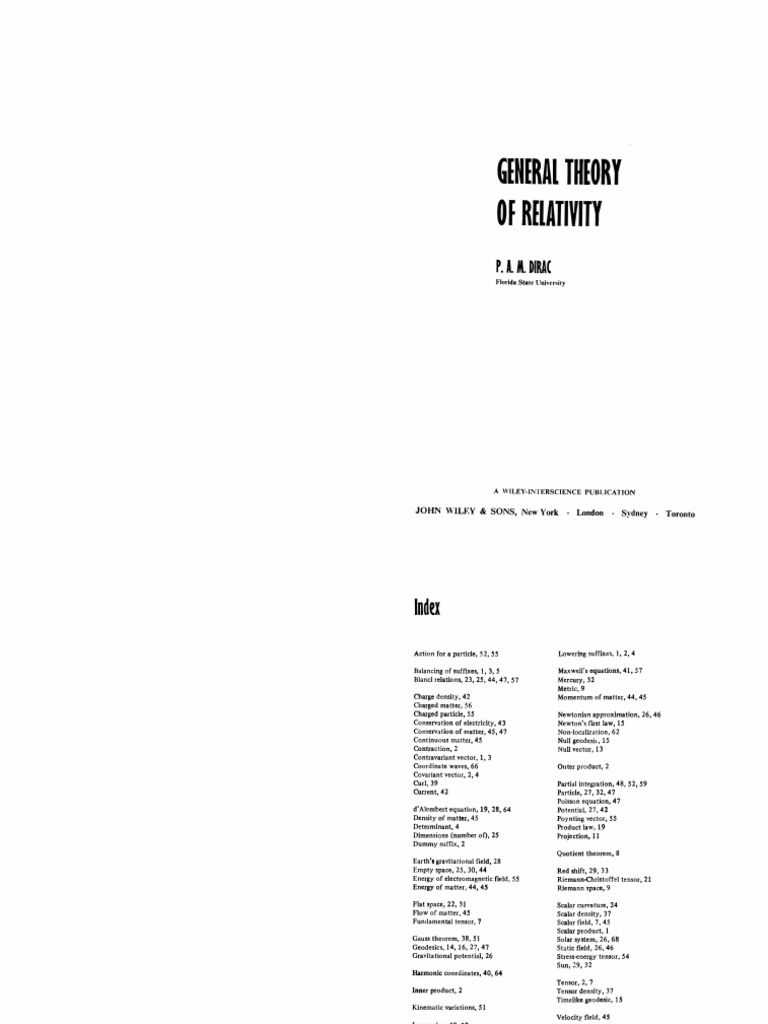 Dirac General Theory Of Relativity Pdf Pdf