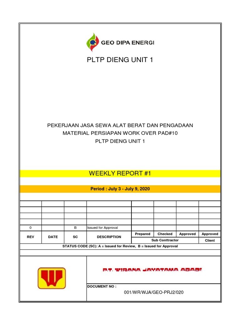 PLTP Dieng Unit 1: Weekly Report #1 | PDF | Nature