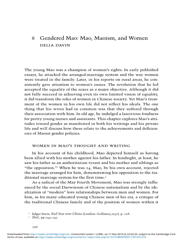 Mao's Gender Views and Policies | PDF | Mao Zedong | Communist Party Of ...