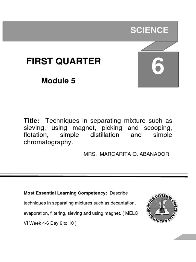 Module 5 Week 5 of Science 6 PDF | PDF | Distillation | Chemistry