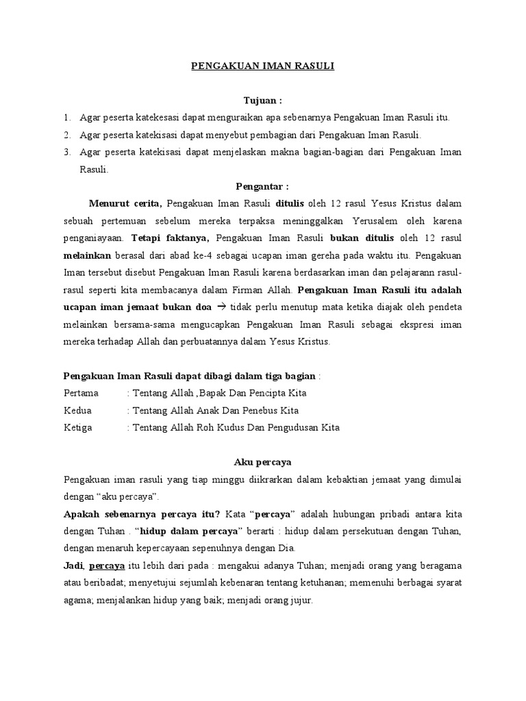 Pengakuan Iman Rasuli dalam Kristen | PDF | Agama & Spiritualitas