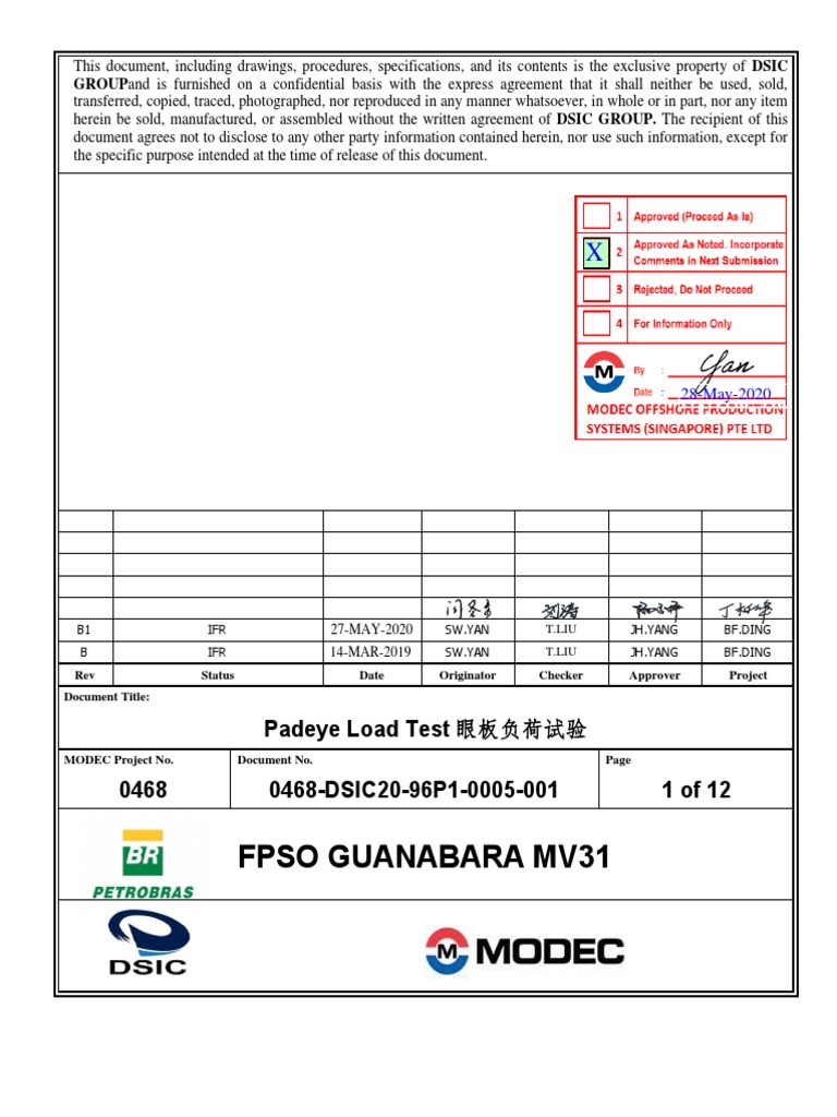 0468-DSIC20-96P1-0005-001-B1 Padeye Load Test Comments 2020-05-28 | PDF ...