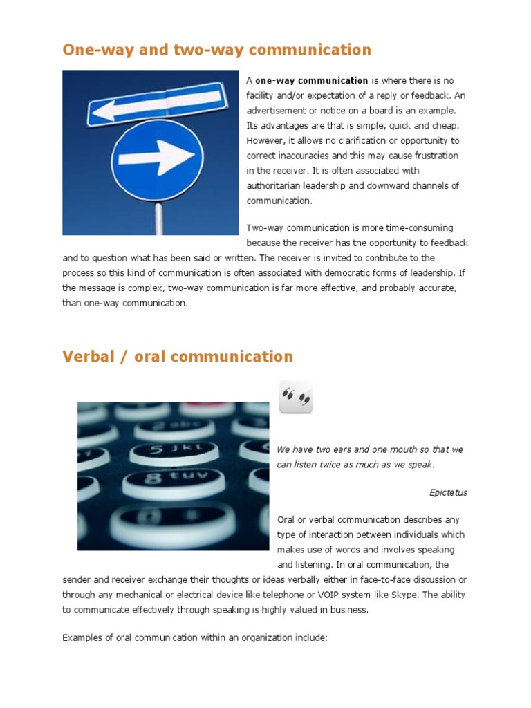 One-Way and Two-Way Communication | PDF | Nonverbal Communication ...