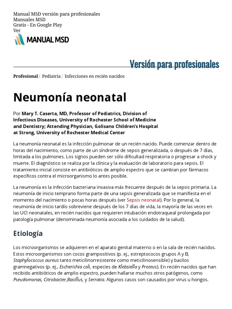 Neumonía Neonatal - Pediatría - Manual MSD Versión para Profesionales ...
