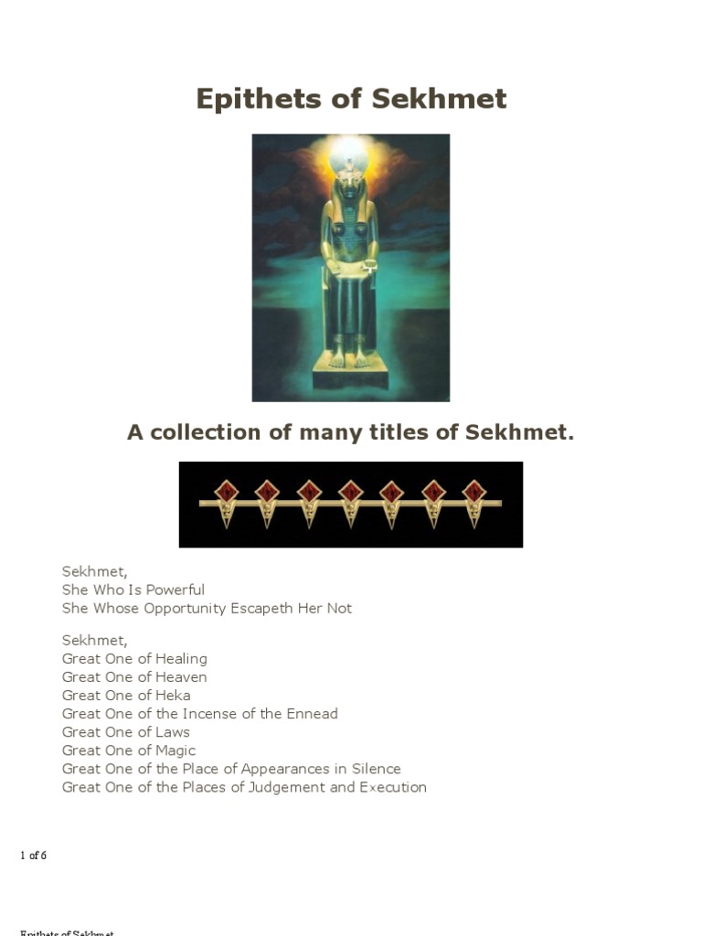 Epithets of Sekhmet | PDF | Ancient Egyptian Religion | Mythology