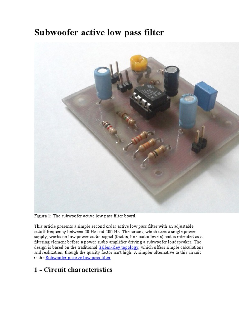 Subwoofer Active Low Pass Filter | PDF | Electronic Filter | Amplifier