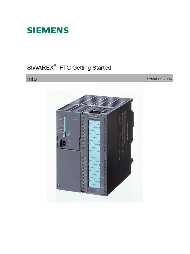 Siwarex FTC Getting Started Info: Stand 09.2006 | PDF | Programmable ...