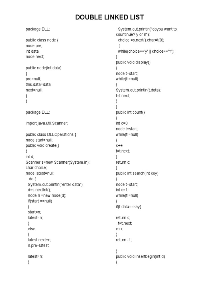 Creating and Manipulating a Double Linked List in Java | PDF | Software Engineering | Software ...